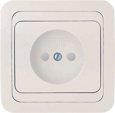 Розетка 1-м СП Mimoza 10А IP20 без заземл. защ. шторки бел./бел. Makel 12052 купить по низким ценам
